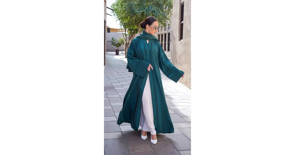 Designer Cut Open Abaya with Buttons